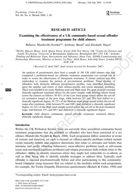 Pdf Examining The Effectiveness Of A Uk Community Based Sexual