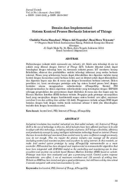 Pdf Desain Dan Implementasi Sistem Kontrol Proses Berbasis Internet Of Things
