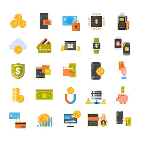 Premium Vector Contactless Icons Set Electronic Wallet And Mobile