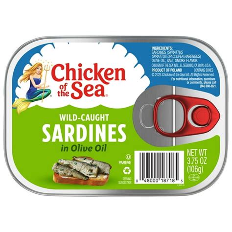 Chicken Of The Sea Wild Caught Sardines In Water 375 Oz Can Tinned