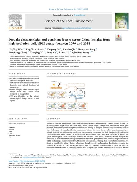 Pdf Drought Characteristics And Dominant Factors Across China Insights From High Resolution