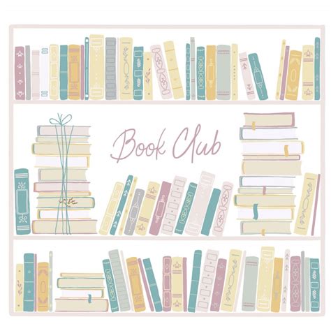 빈티지 책장 파스텔 색상의 간단한 만화 스타일로 유치한 손으로 그린 그림 프리미엄 벡터