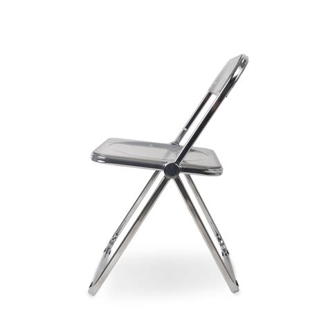 Kosmi Chaise Pliable En Plexiglass Couleur Inox Et Gris Fumé Smoke