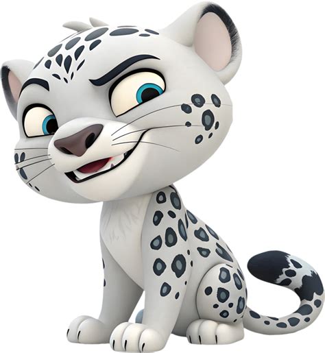Playful Snow Leopard Cartoon With An Artistic Touch 58187977 Png