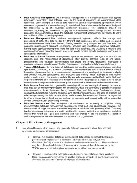 chapter 5 data resource management Ææñ Æ Ææ and Ææthese databases