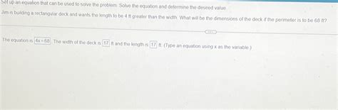 solved set up an equation that can be used to solve the