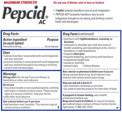 Pepcid Ac Acid Reducer Maximum Strength 20 Mg Tablets Planogram Back