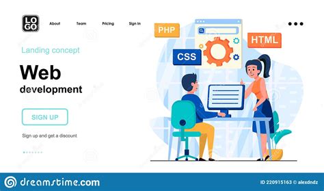 Web Development Web Concept Programmers Coding Code Stock Vector