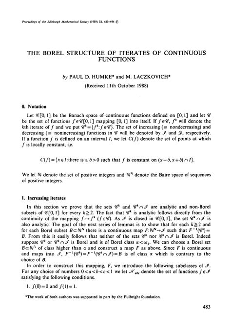 Pdf The Borel Structure Of Iterates Of Continuous Functions