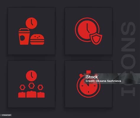 스톱워치 패스트 푸드 시간 방패가 있는 시계 및 시간 관리 아이콘을 설정합니다 벡터 개념에 대한 스톡 벡터 아트 및 기타 이미지 개념 검은색 경영자 Istock
