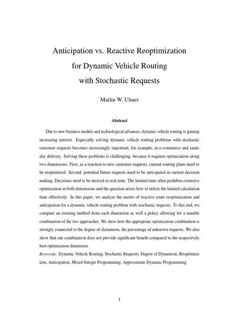 Anticipation Vs Reactive Reoptimization For Dynamic Vehicle Routing With Stochastic Requests
