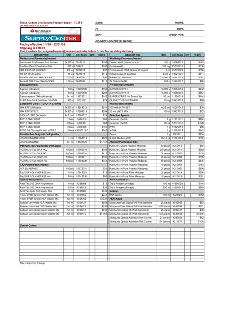 Fillable Online Thermofisher Efp Order Form 2019 V4xlsx Fax Email