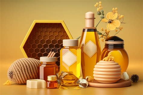 Propolis Bottles With Bee Extract Cosmetics Based On Beeswax Beauty Skin Care Illustration