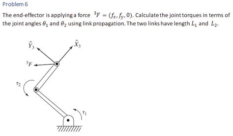 Solved The End Effector Is Applying A Force 3f Fx Fy 0