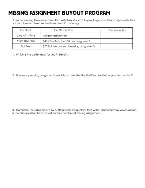 Missing Assignment Buyout Program Mrmillermath