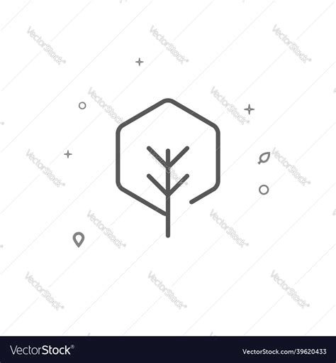 Hexagonal Tree Simple Line Icon Sign Royalty Free Vector