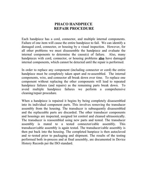 Phaco Handpiece Procedure Doc