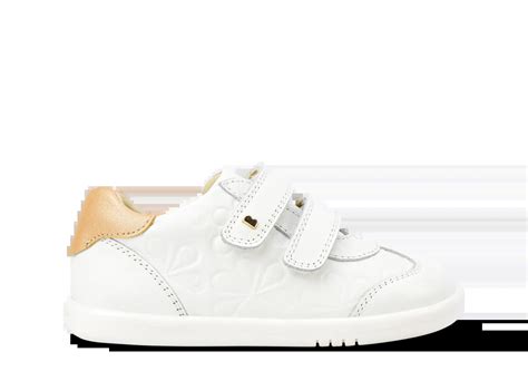Bobux I Walk Sprite Embossed White Pale Gold Foot Steps Podiatry
