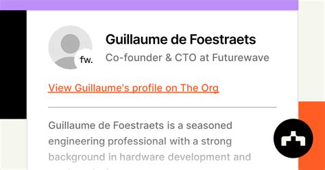 Guillaume De Foestraets Co Founder And Cto At Futurewave The Org