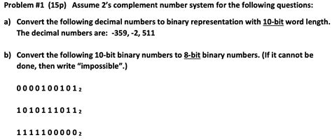 Solved Problem P Assume S Complement Number System Chegg