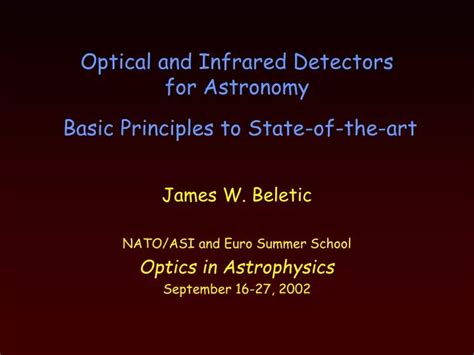 Ppt Optical And Infrared Detectors For Astronomy Basic Principles To State Of The Art