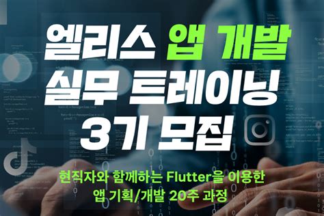 엘리스 앱 개발 실무 트레이닝 3기 모집 현직자와 함께 하는 Flutter 앱 기획개발 20주 과정