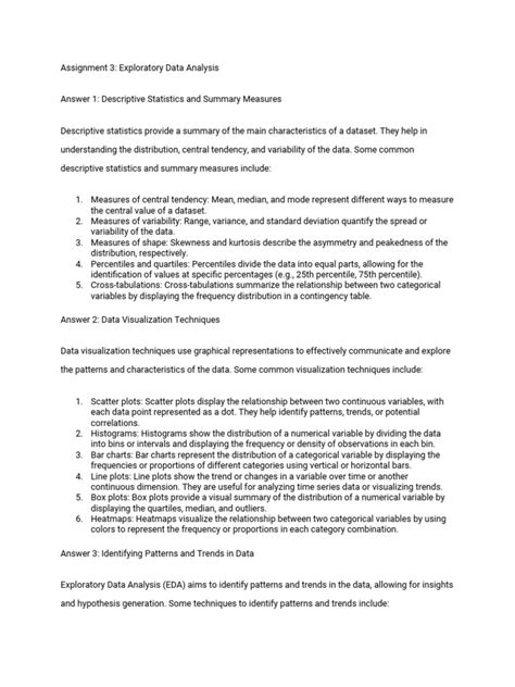 assignment 3 exploratory data analysis pdf descriptive statistics