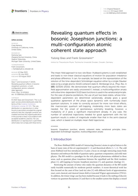 Pdf Revealing Quantum Effects In Bosonic Josephson Junctions A Multi