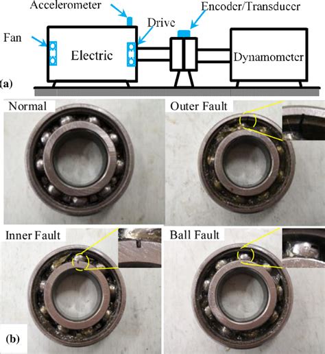 A Schematic Of The Ball Bearing Test Rig B Ball Bearing Faults Download Scientific Diagram