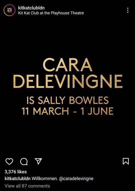Cabaret West End Cara Delevingne R Broadway