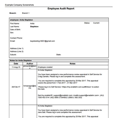 Record Audit Report Enablehr