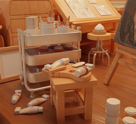 3d Isometric Drafting Room Blender Behance
