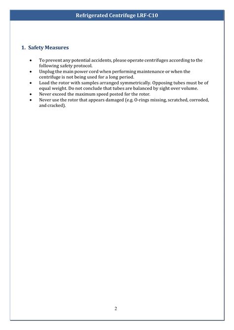 Refrigerated Centrifuge Lrf C10 Operating Manual Labtron