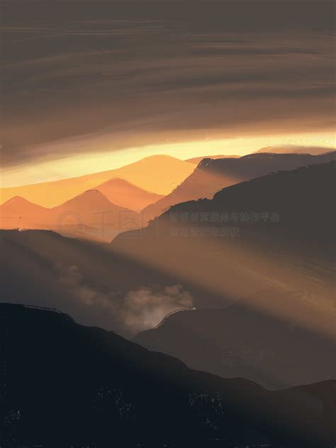 风景插画 遇见落日手绘风景画 免费下载 插画图片 1841像素 千图网