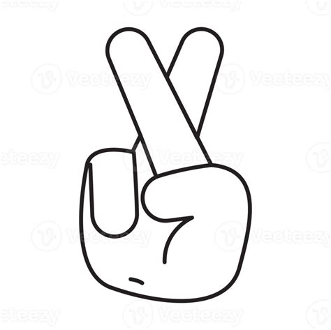Cross Fingers Hand Gesture Outline 2d Illustrations 27125325 Png