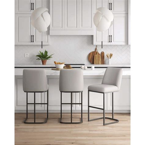 Manhattan Comfort Serena Modern 2913 In Light Grey Metal Bar Stool