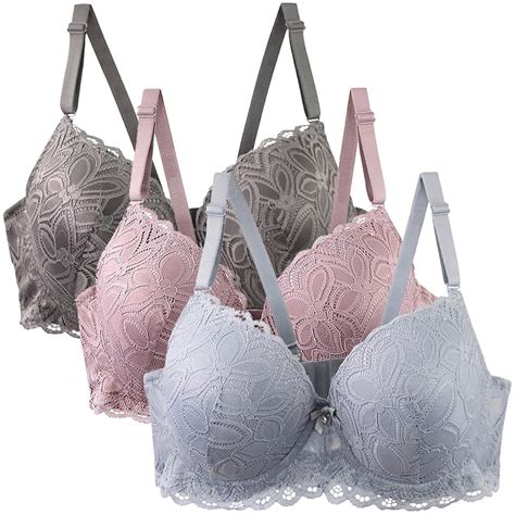 Karight Pack Of 3 Push Up Bras For Women Add 2 Cups Sexy Lace Cleavage