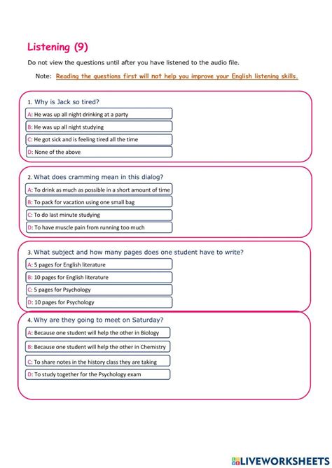 Listening Liveworksheets 742226