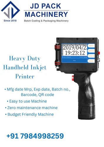 Retail Trader Of Coding And Batch Printing Machine And Thermal Inkjet Printer By Jd Pack Machinary