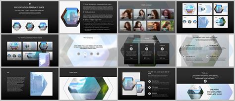 웹 사이트 디자인 프리젠 테이션 포트폴리오를위한 벡터 템플릿 프레젠테이션 슬라이드 전단지 전단지 브로셔 커버 보고서 템플릿 육각형과 기업 정체성 비즈니스 개념 배경