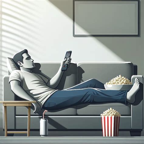 Lazy Day Lounging On Couch With Remote Control Website Ai Art
