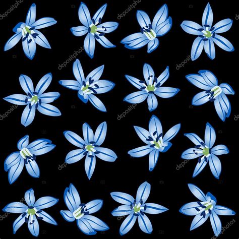 Blue Flowers On Black Background Stock Vector Image By © Veter 2649706