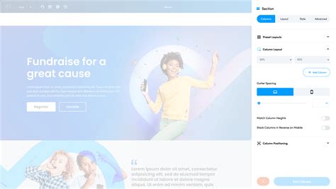 visual builder sections columns and blocks