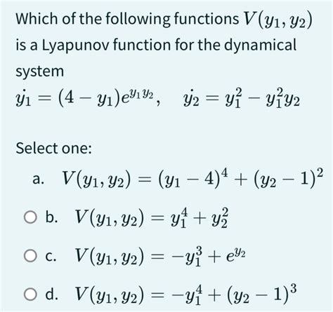solved which of the following functions v y1 y2 is a