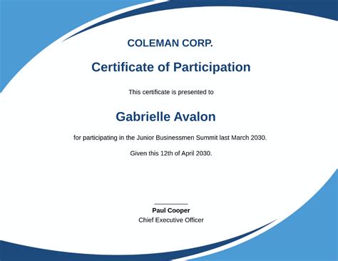 Free Program Participation Certificate Template To Edit Online