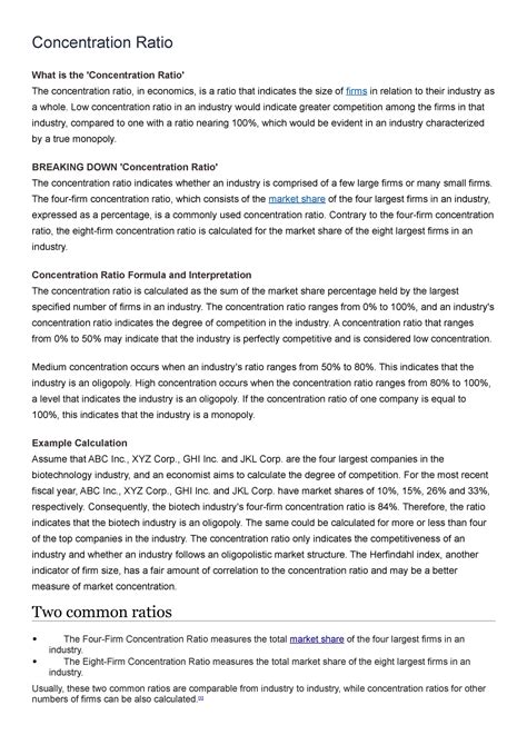 Concentration Ratio Economics Concentration Ratio What Is The Concentration Ratio The