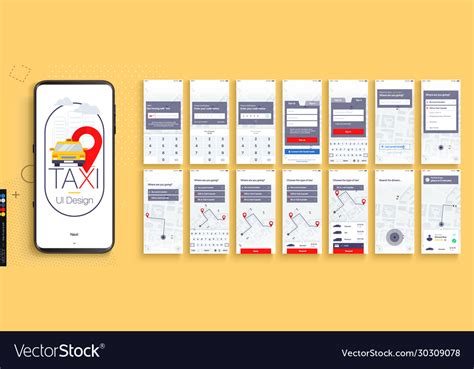 Design Mobile Application Ui Ux Set Royalty Free Vector