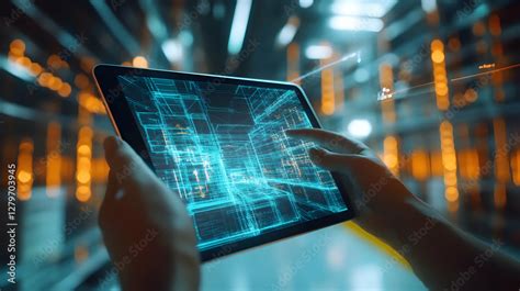 Navigating The Digital Frontier Exploring Architectural Blueprints On A High Tech Tablet