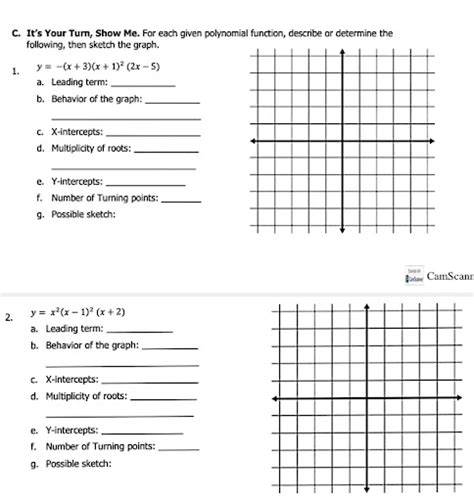 C Its Your Turn Show Me For Each Given Polynomial Function Describe