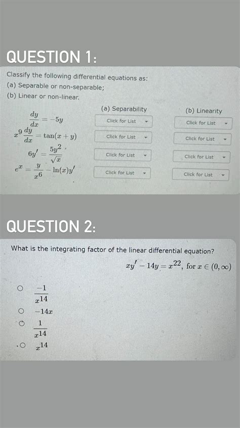 solved question 1 classify the following differential